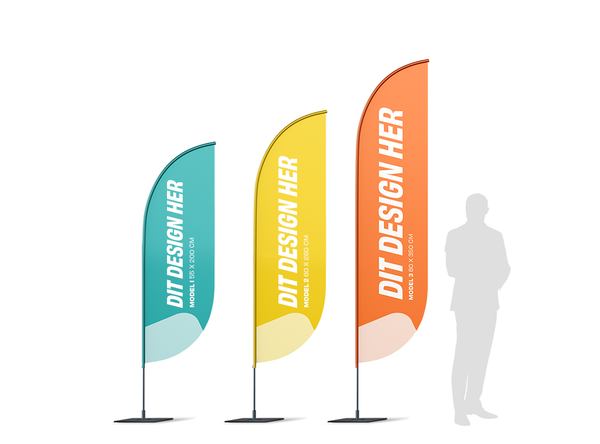 Beachflag med Tryk – Premium Kvalitet | Flere Størrelser og modeller