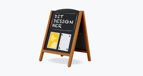 A-skilt i Mørkt Bøgetræ – Magnetisk Skrivetavle | Elegant Design